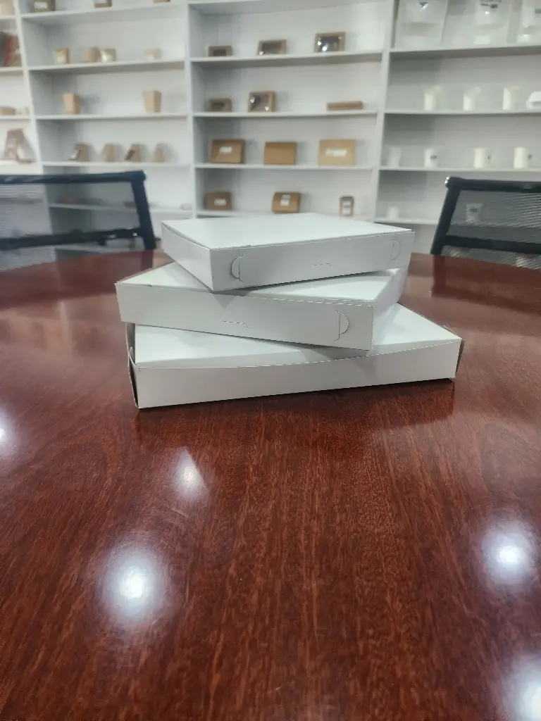 Plain white pizza boxes